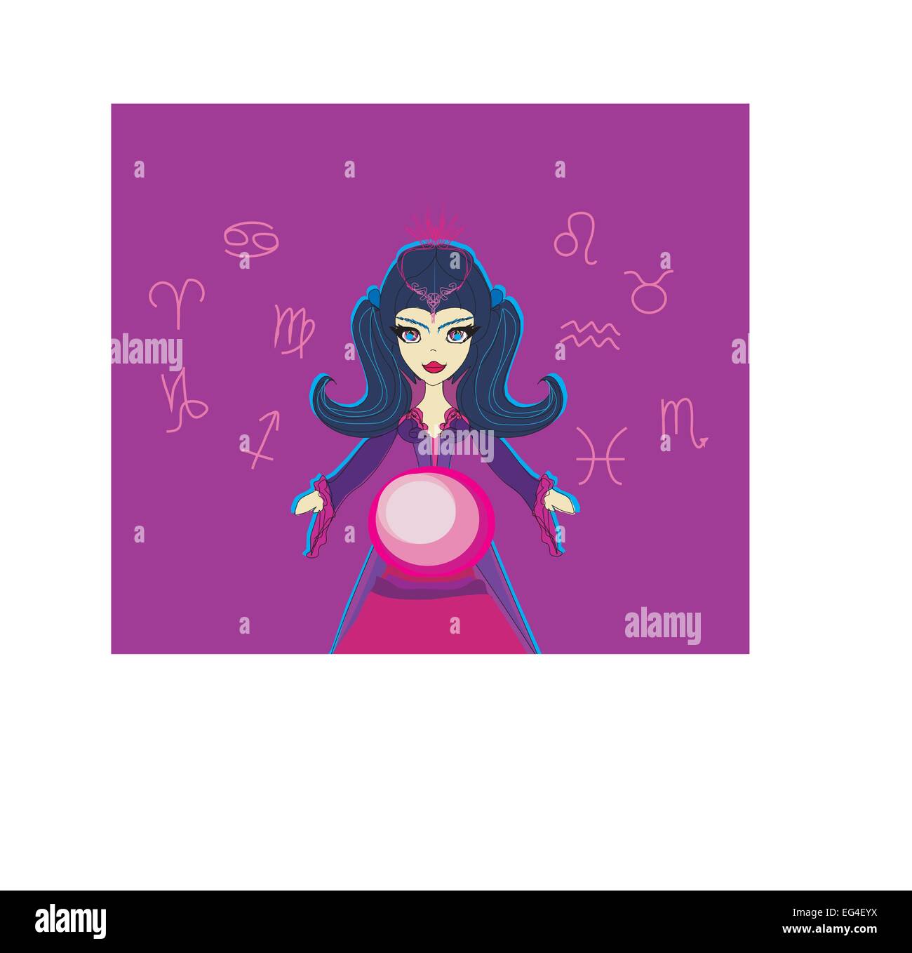 Young beautiful woman with crystal ball Stock Vector Image & Art - Alamy