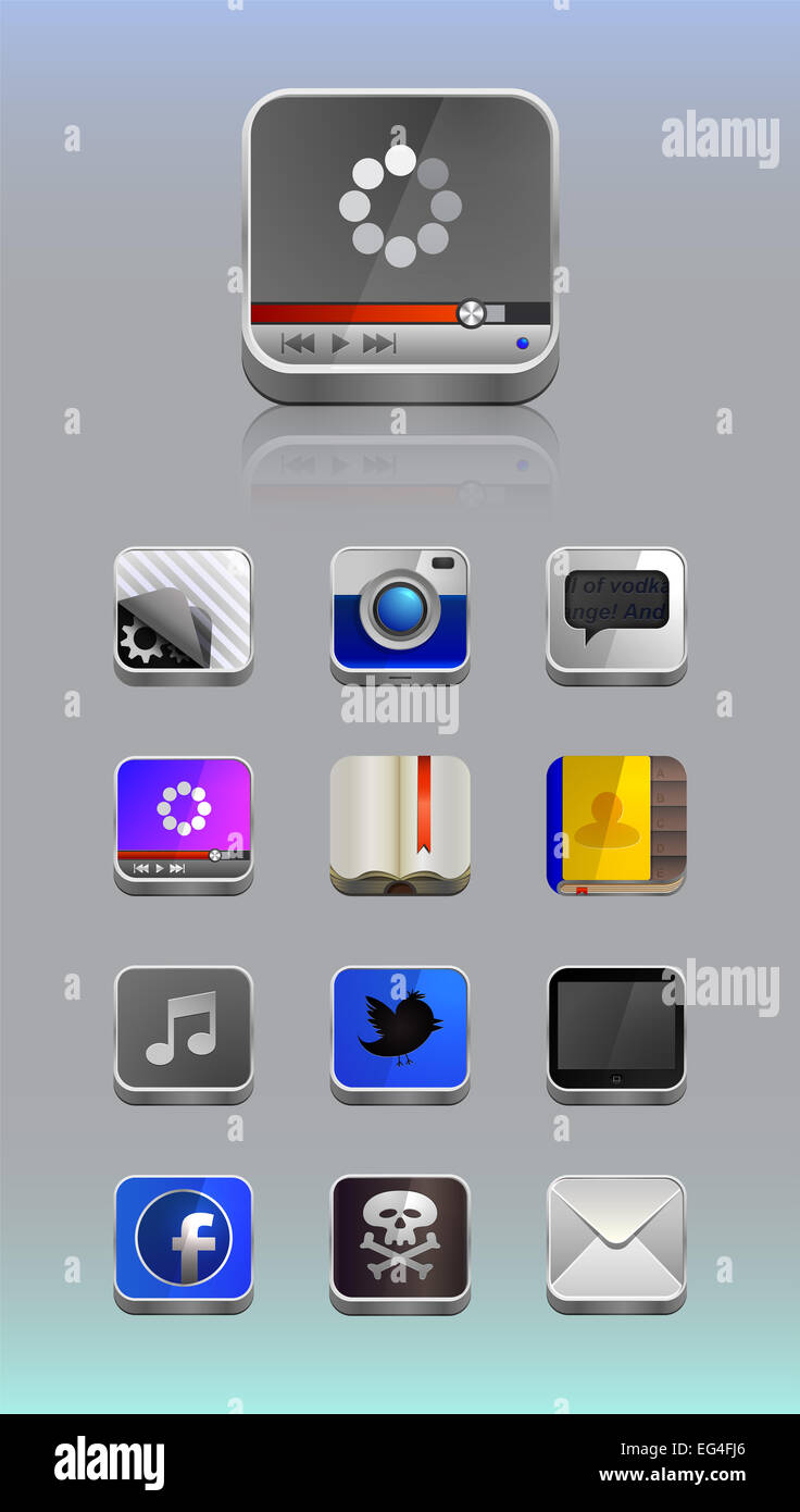 Detailed icons for smartphone Stock Photo - Alamy