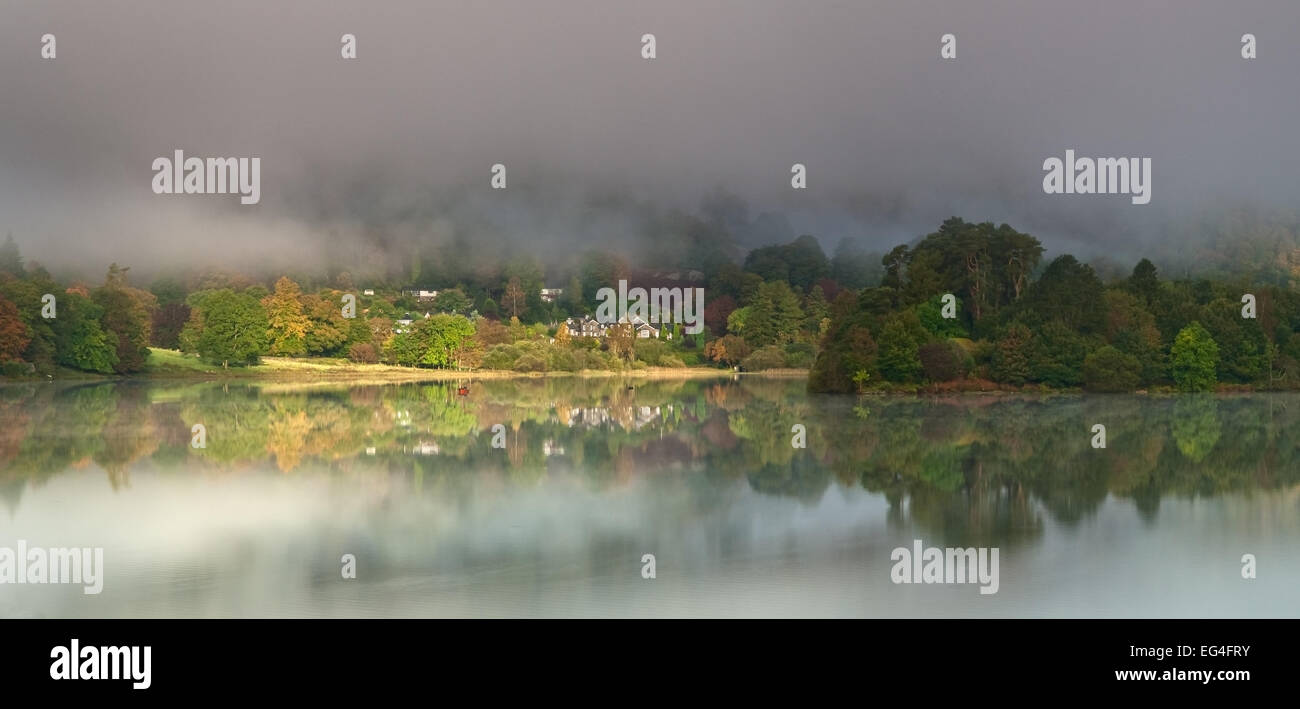 Low mist on Grasmere, Lake District, Cumbria Stock Photo - Alamy