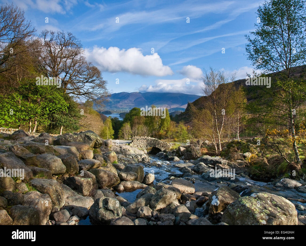 Ashness Bridge, Keswick, Lake District, Cumbria, England UK Stock Photo ...