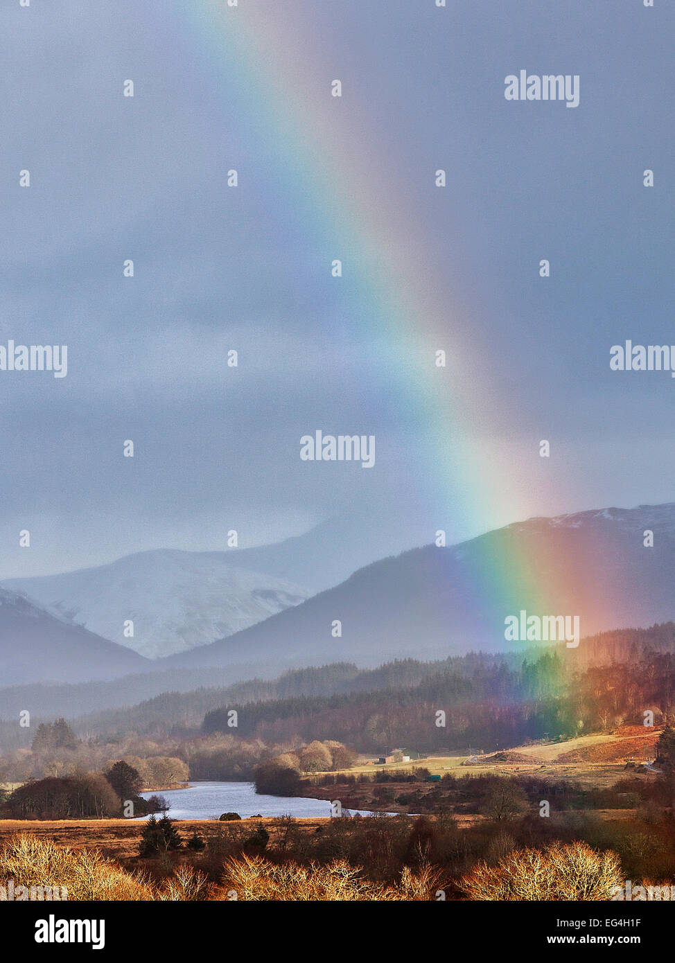 A rainbow over the Great Glen in Scotland - the Scottish Highlands ...
