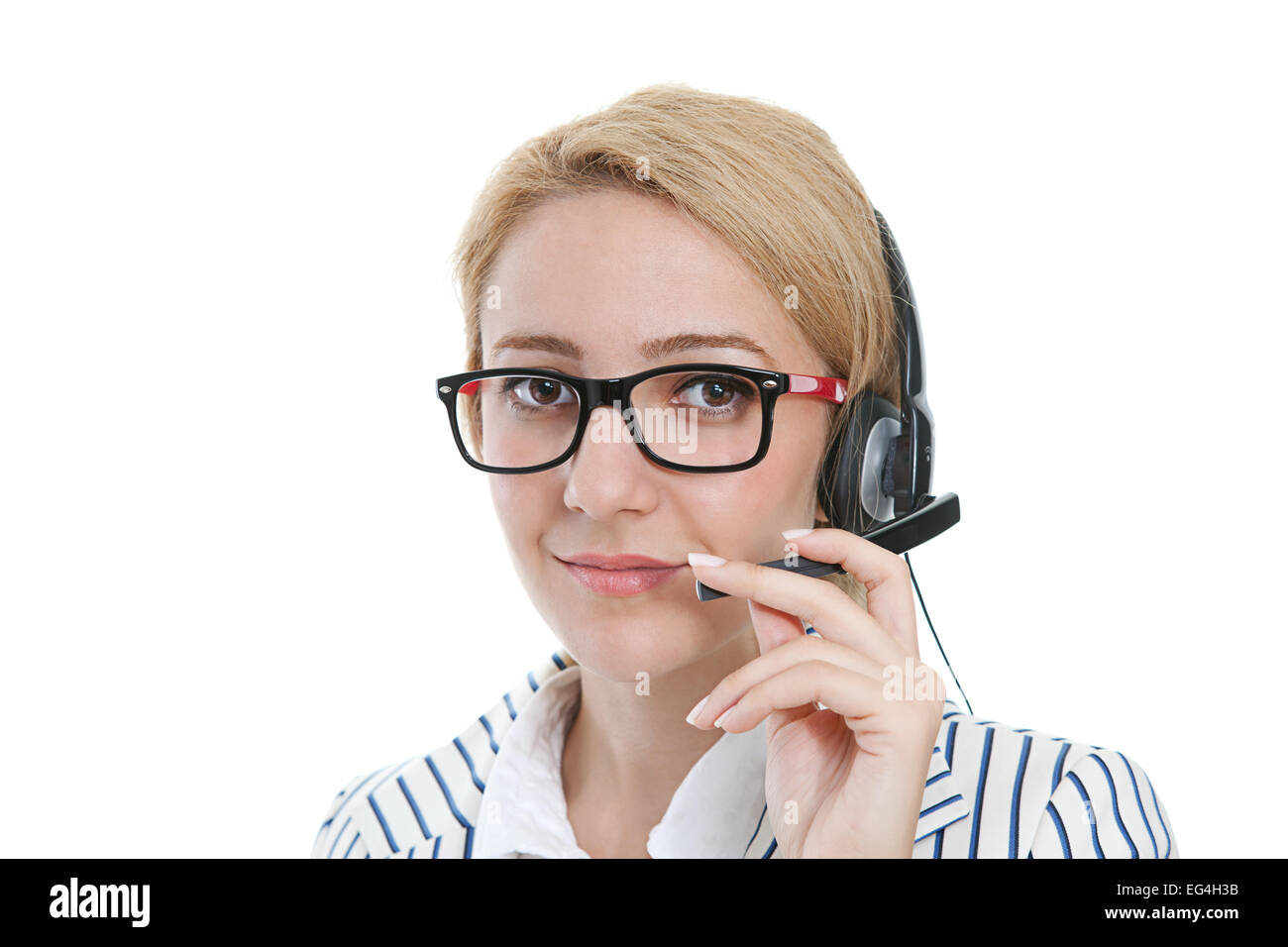 Female customer service representative on the white Stock Photo - Alamy