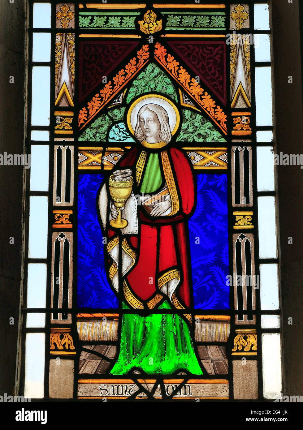 St. John, stained glass window by Joseph Grant of Costessey c.1857 ...