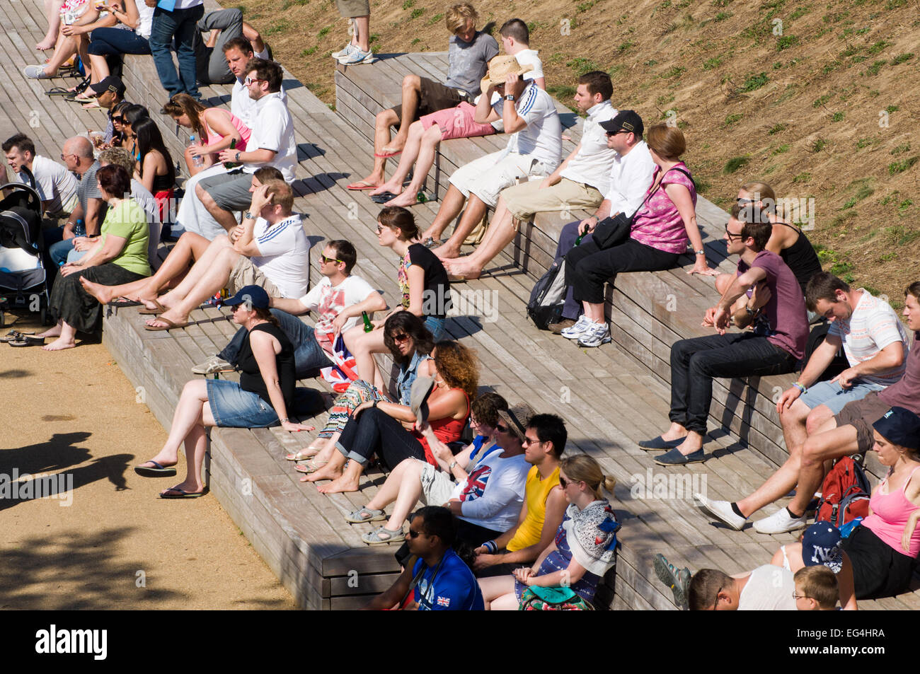 People watching 2012 Olympic Games, Olympic Park, London, England Stock ...