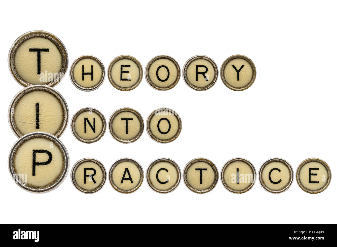 TIP (theory into practice) acronym explained with isolated, old ...