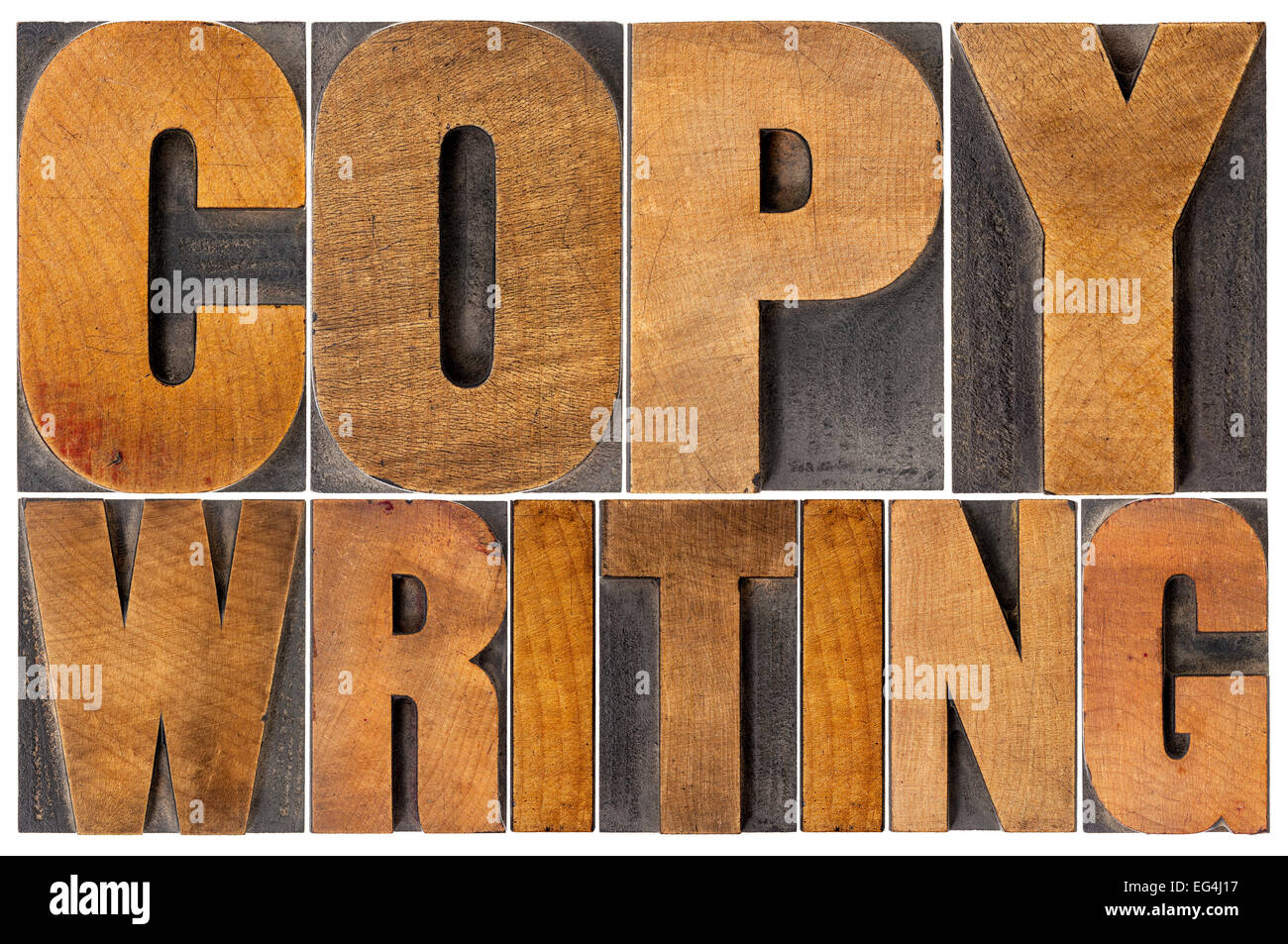 copywriting - isolated word in letterpress wood type printing blocks ...