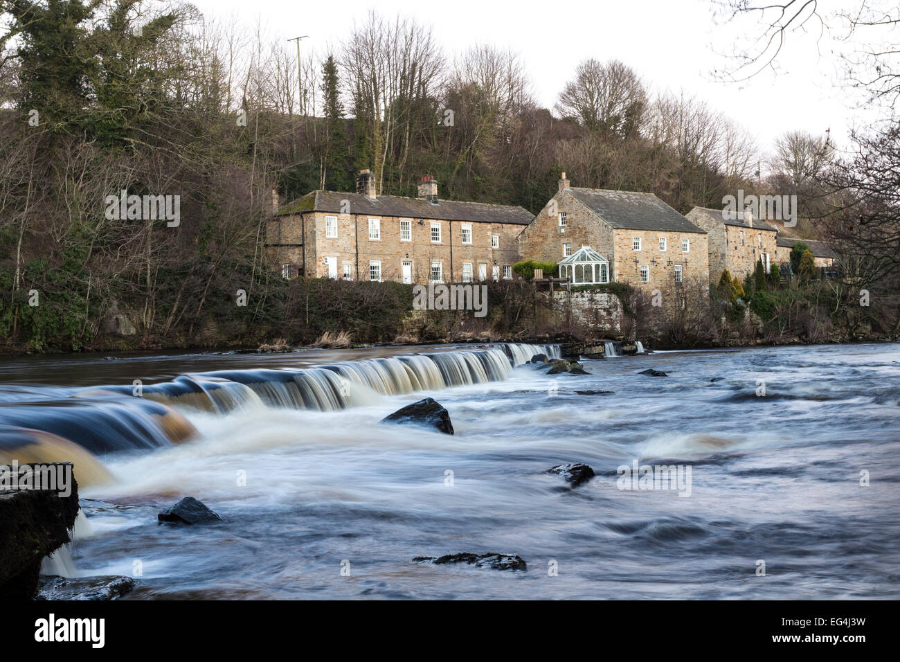 The River Tees and Demesnes Mill Barnard Castle County Durham UK Stock ...