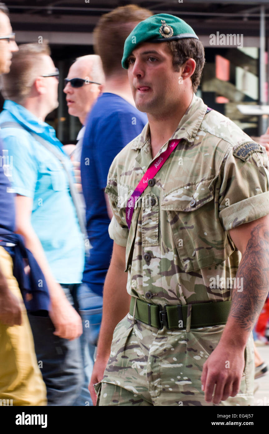 Royal Marine Commando at Olympic Park, 2012 Games, London, England ...