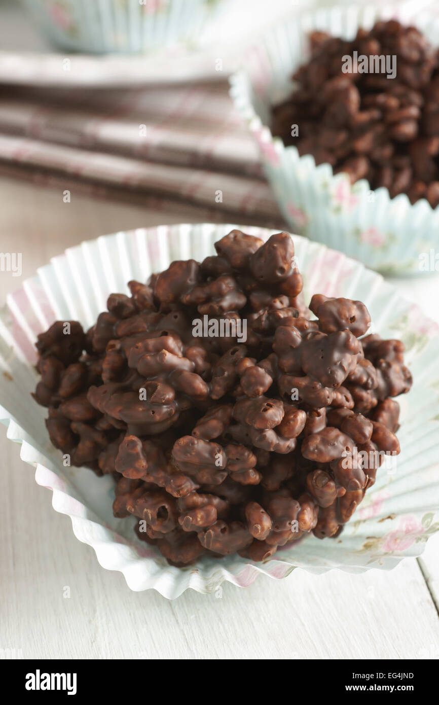 Chocolate covered crispy rice cakes Stock Photo - Alamy