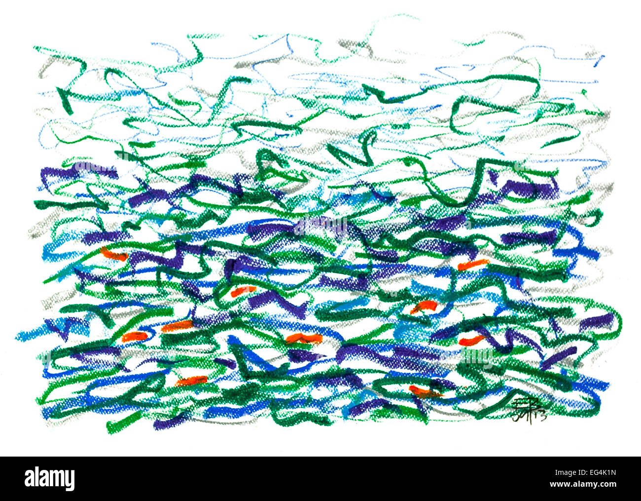 Pastel crayon drawing “Fish in River” by Ed Buziak - France Stock Photo ...