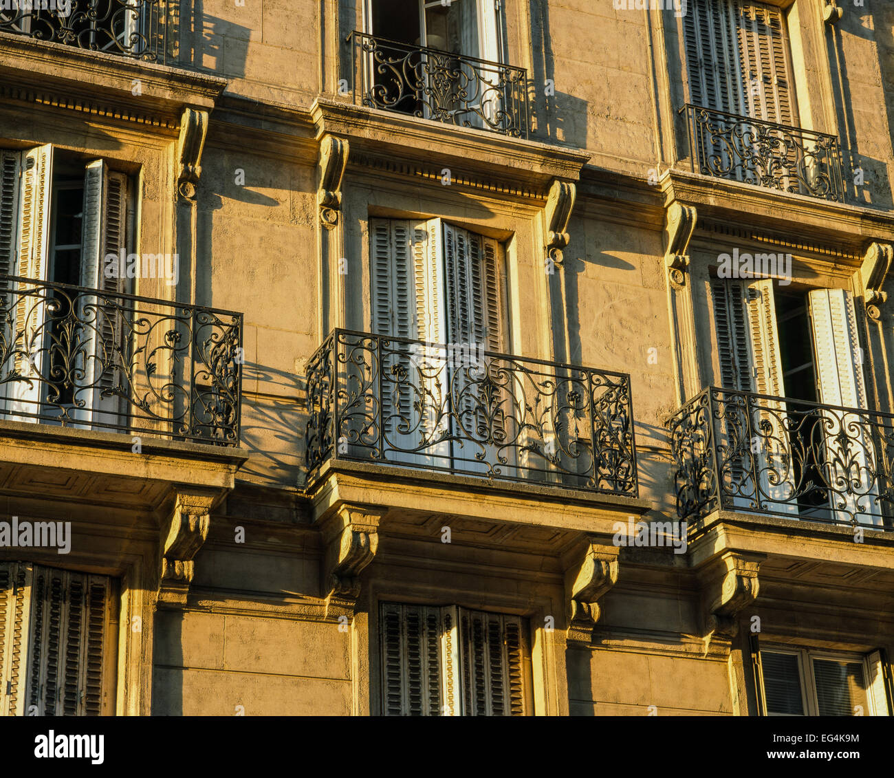 Balconies and windows in a Paris side street Stock Photo - Alamy