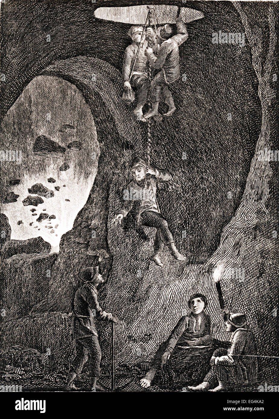 Silver mining near Schemnitz, Hungary, published 1805 Stock Photo - Alamy