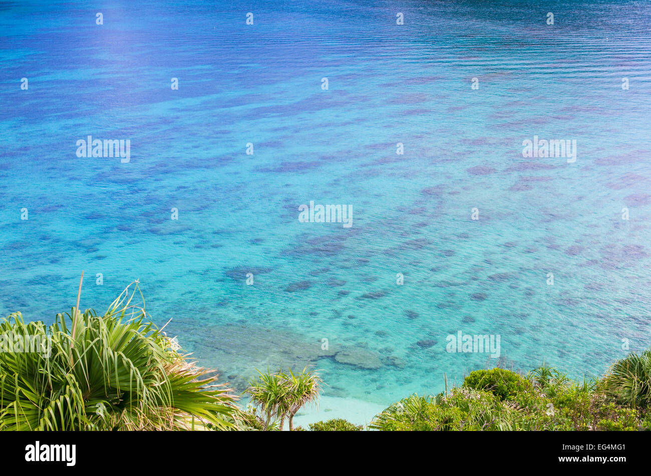 The famous "Kerama Blue" of Aharen Beach on Tokashiki Island, Okinawa ...