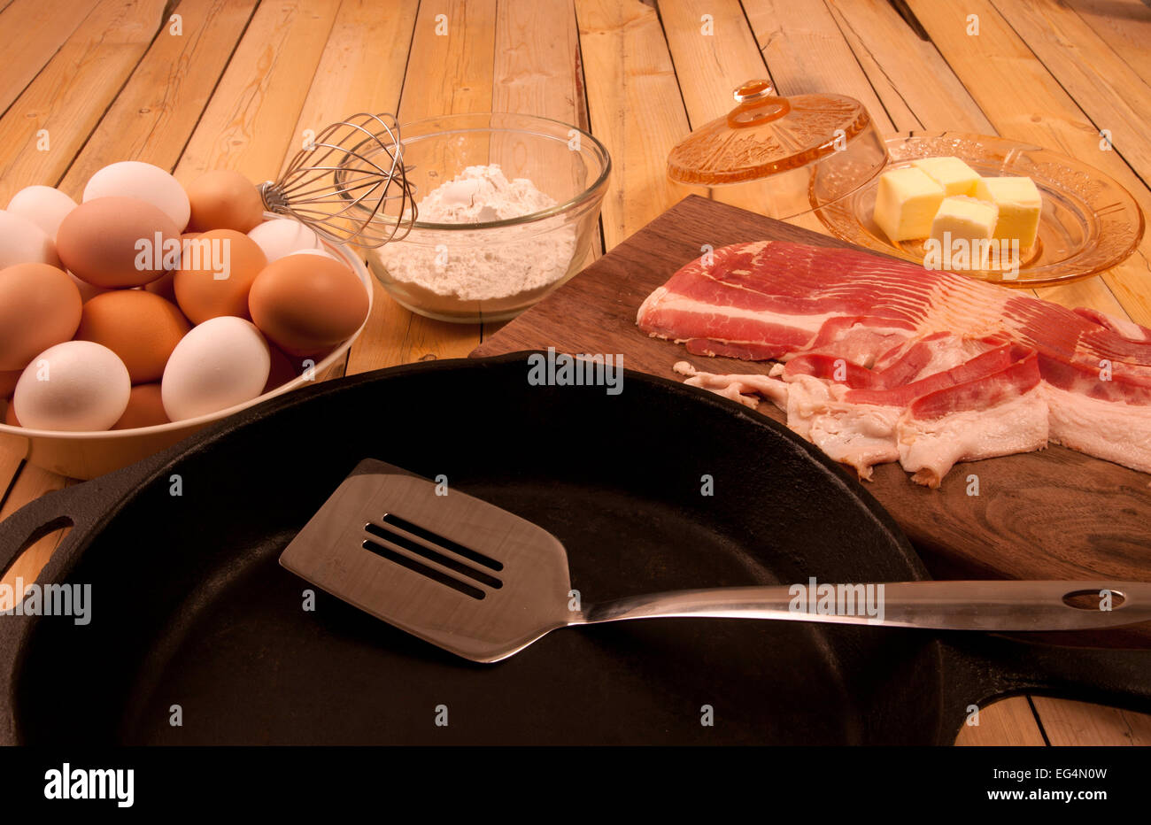The raw ingredients for a delicious breakfast Stock Photo - Alamy