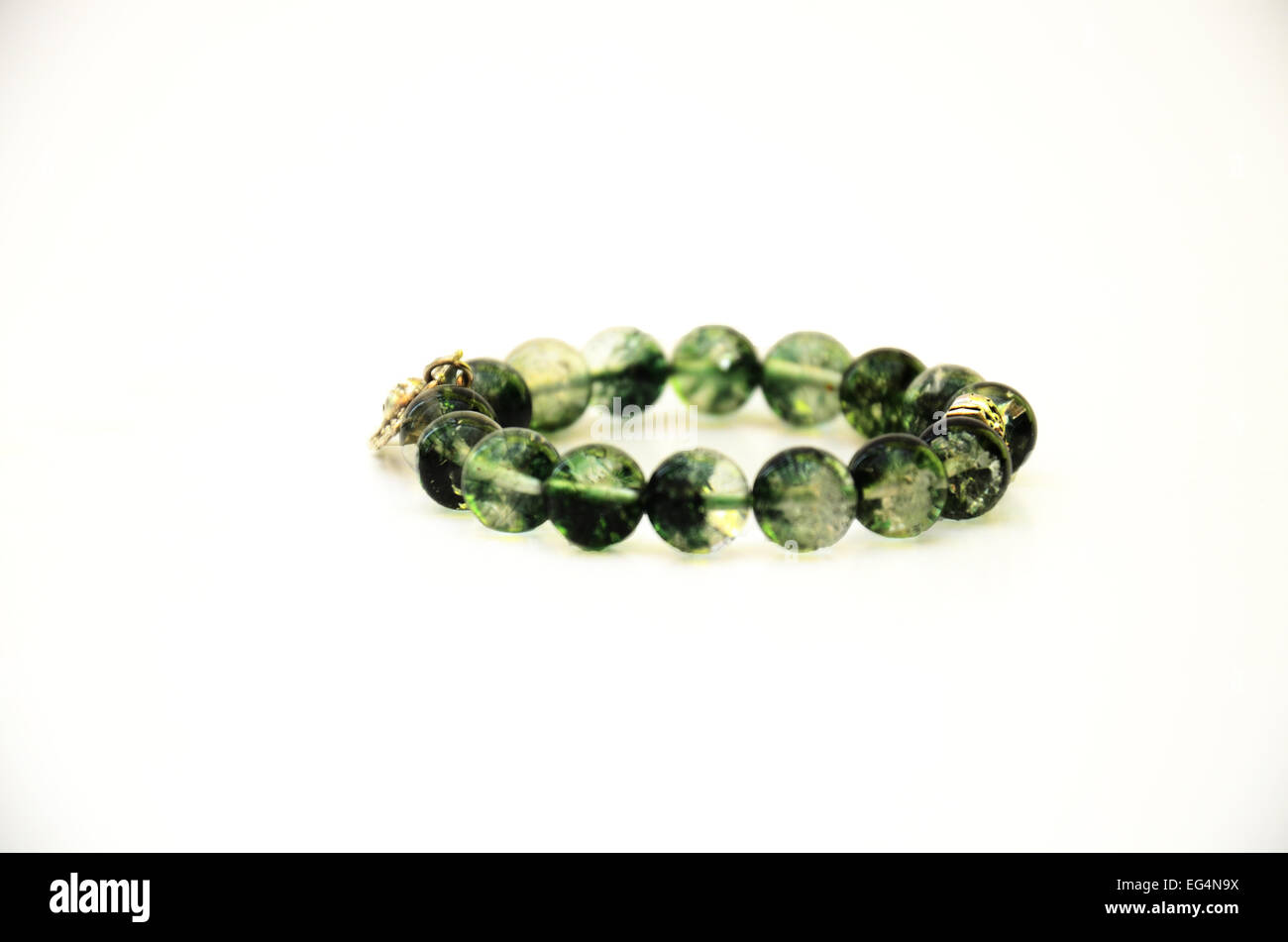 Bracelet Make from Green Rock Crystal or Green Rutilated Quartz Stock ...