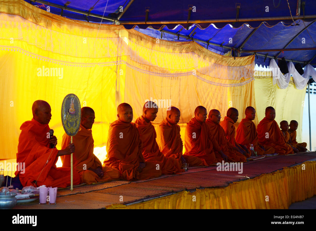 Silhouette of Monk liturgy or pray for funeral at funeral ceremony in ...