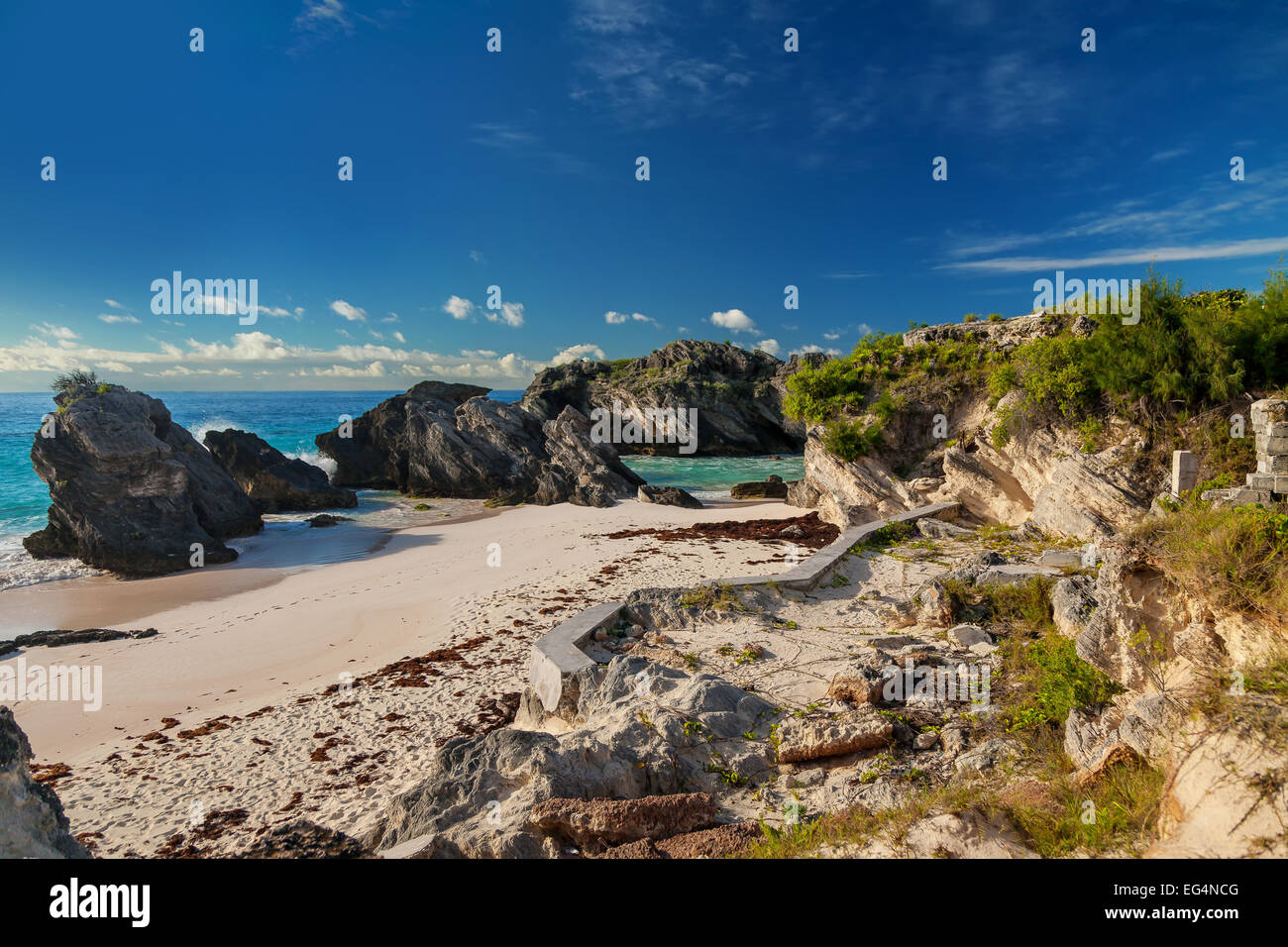 Beautiful pink sand on a secluded beach on the south shore of Bermuda ...