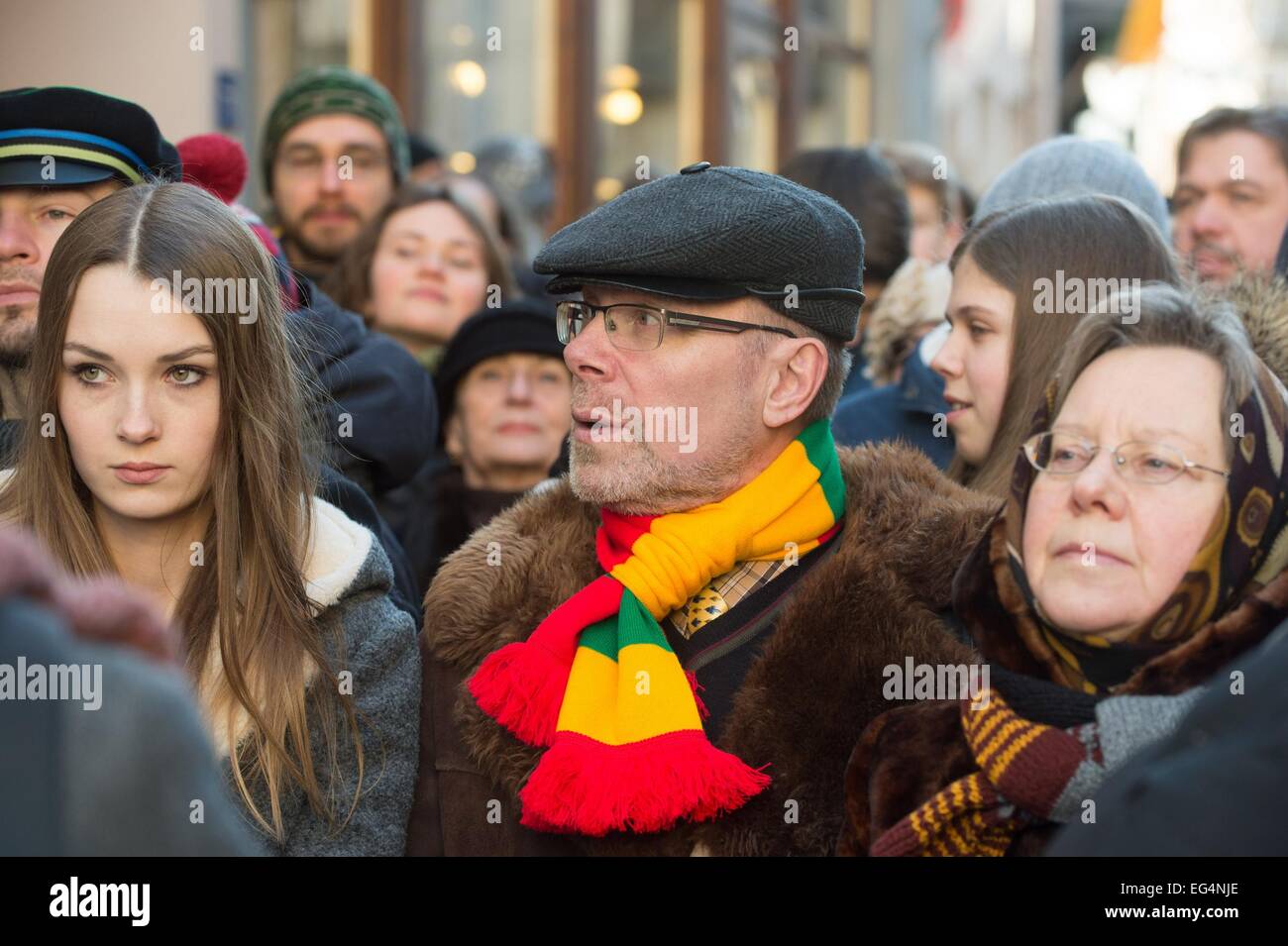 Vilnius, Lithuania. 16th Feb, 2015. Lithuanians take part in the ...