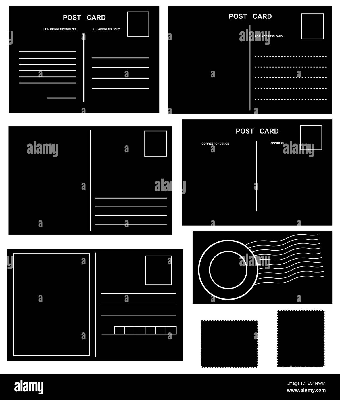 Postcards set isolated on white Stock Photo - Alamy