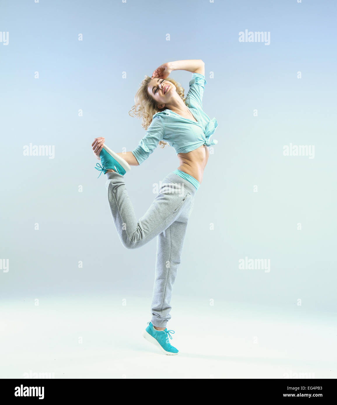 Aerial jumping young woman hi-res stock photography and images - Alamy