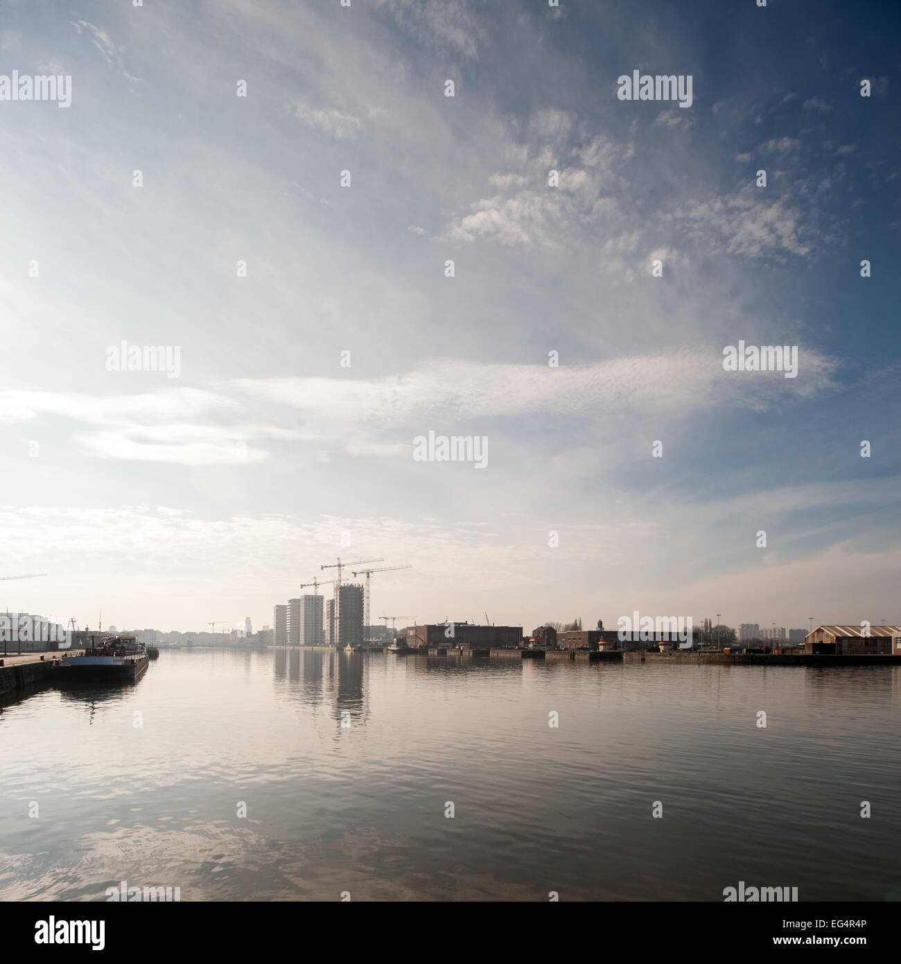 Belgium, Antwerp, Eilandje as seen from the harbour Stock Photo - Alamy