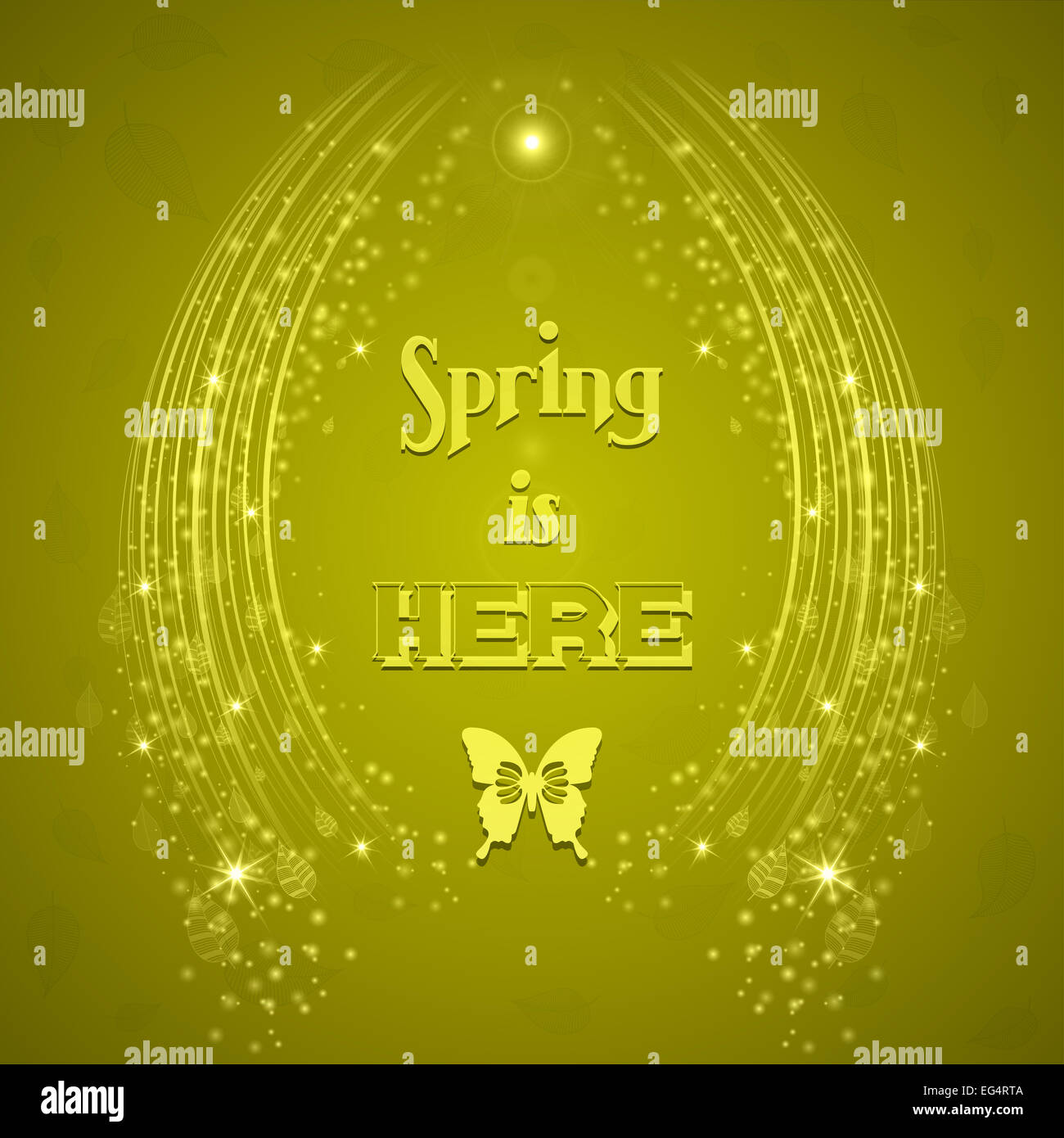 Typographical spring theme. Silhouette of a woman face from the leaves ...