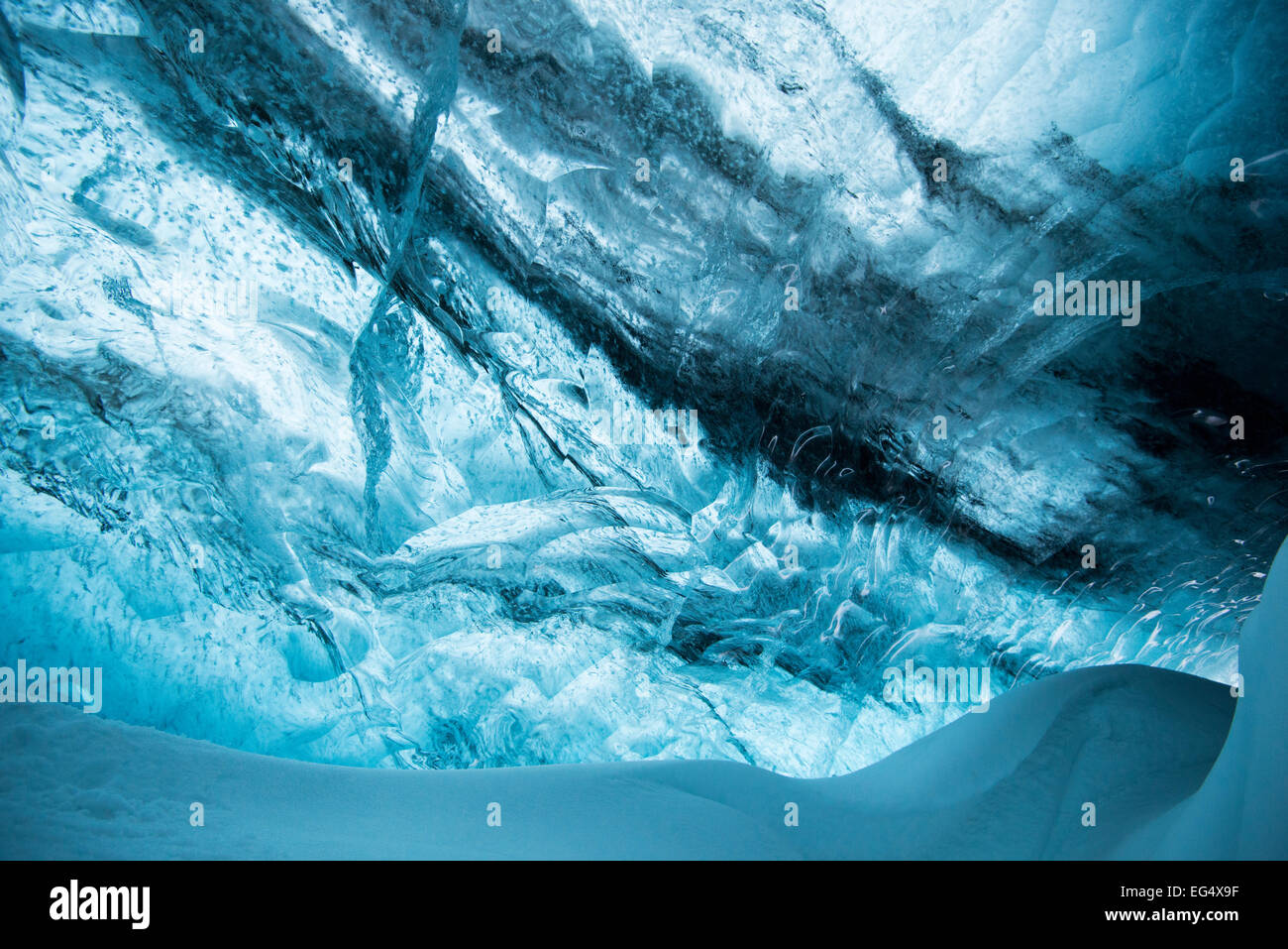 Inside a glacier ice cave in South East Iceland Stock Photo - Alamy