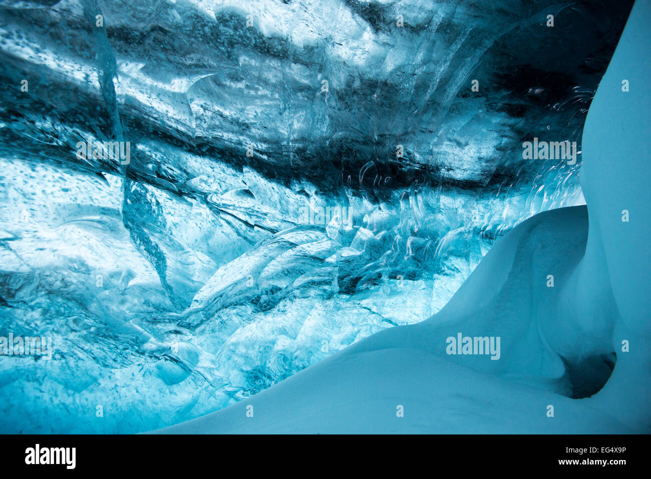 Inside a glacier ice cave in South East Iceland Stock Photo - Alamy