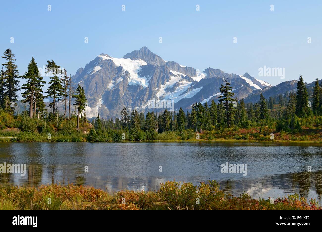 Mount Shuksan with Picture Lake Stock Photo - Alamy