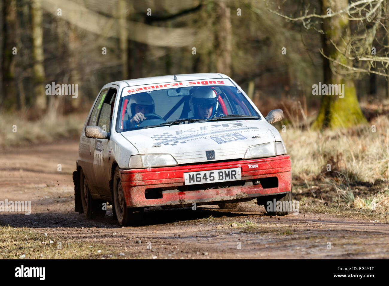 A car taking part in the 2015 Wyedean Rally Stock Photo - Alamy