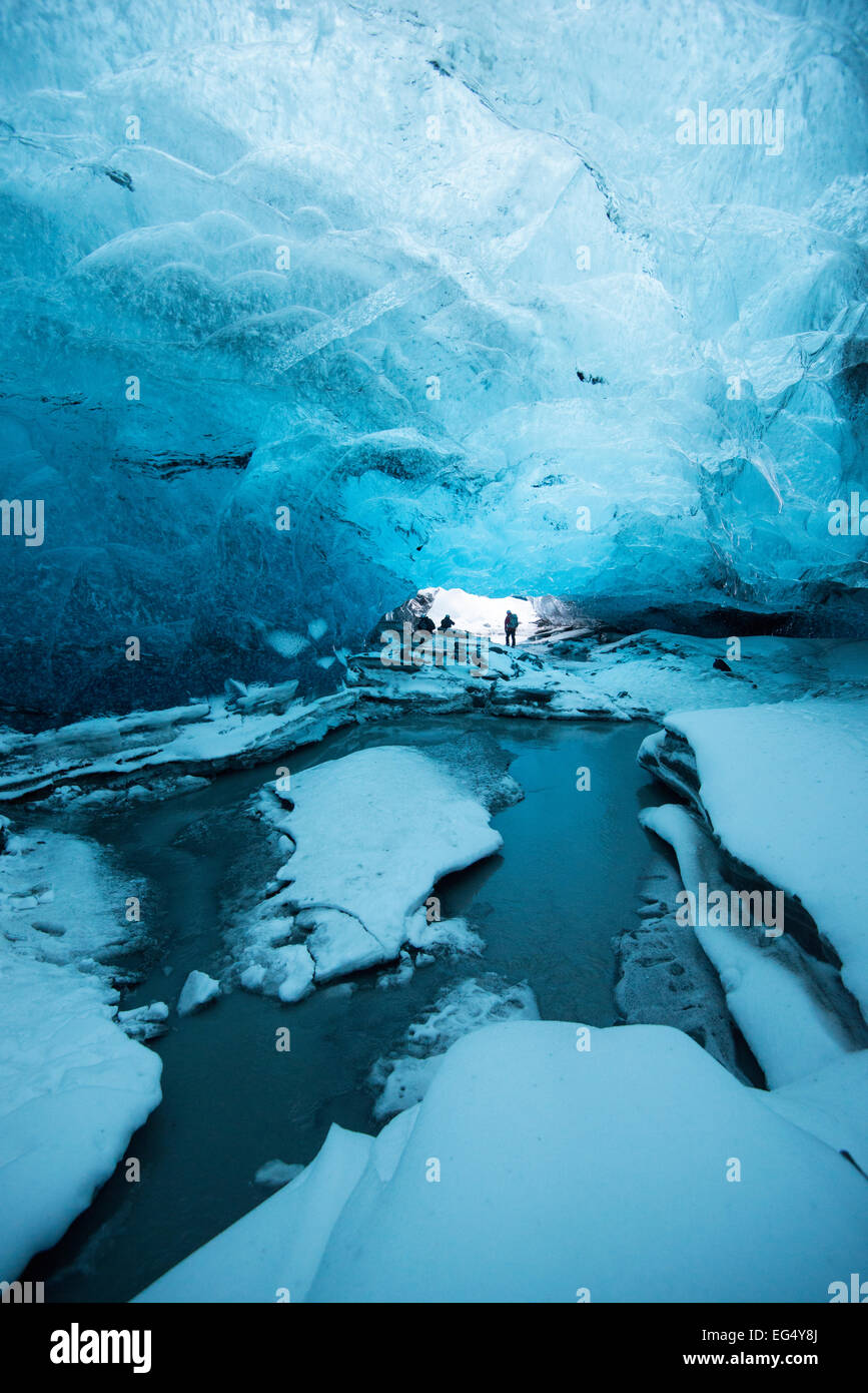 Inside a glacier ice cave in South East Iceland Stock Photo - Alamy