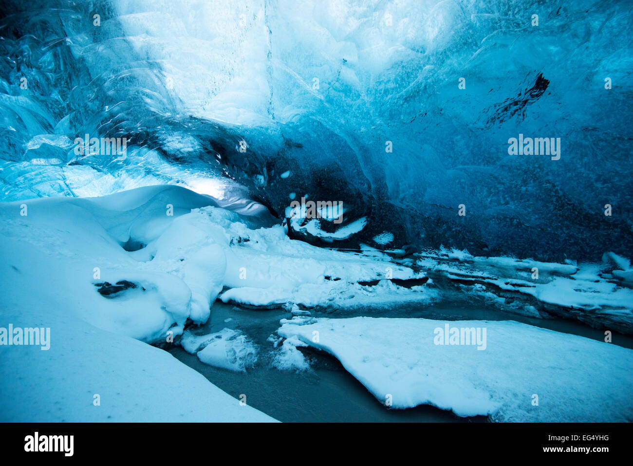 Inside a glacier ice cave in South East Iceland Stock Photo - Alamy