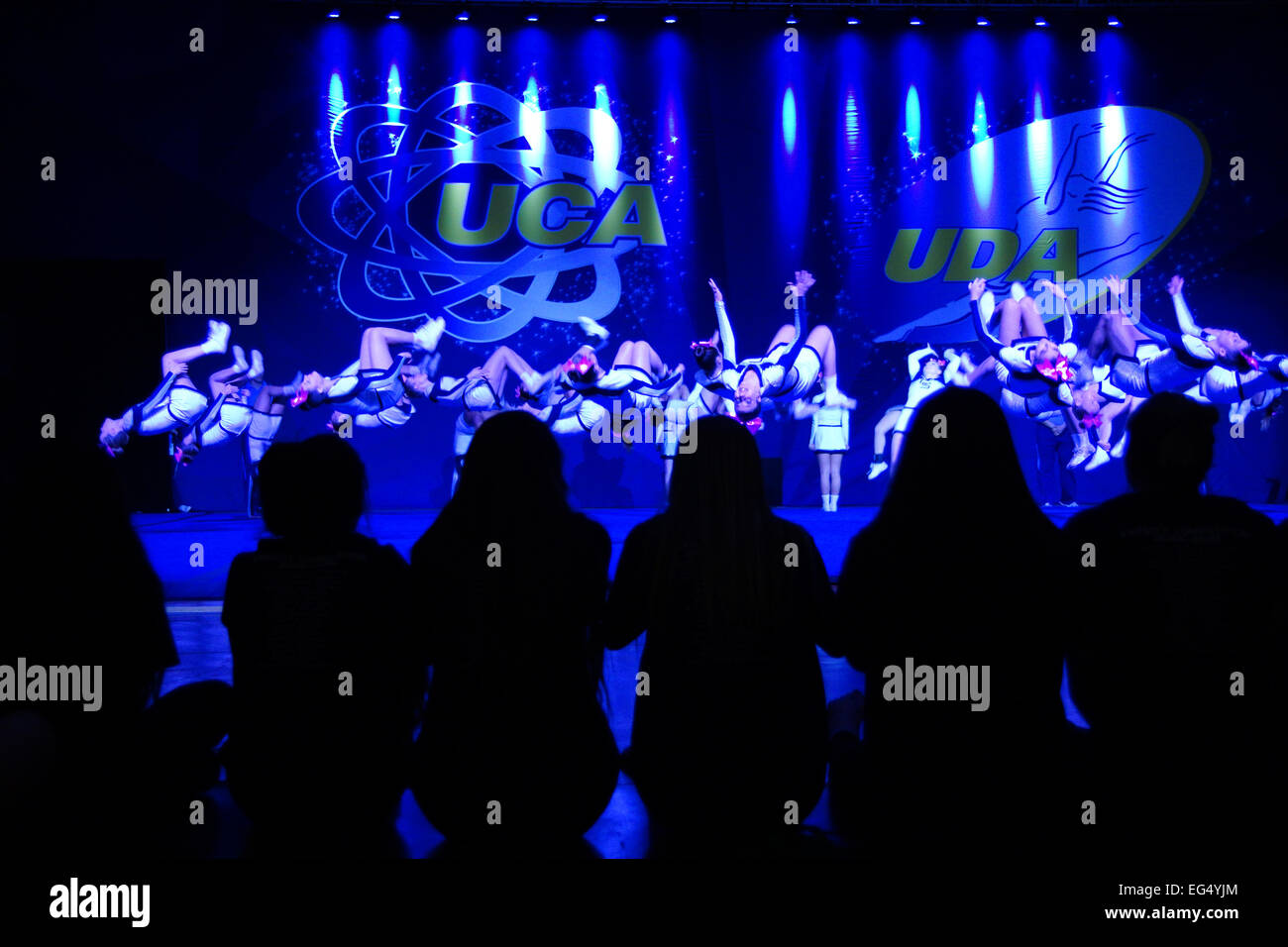 Cheer Leaders competition for High School State Championship with fans ...