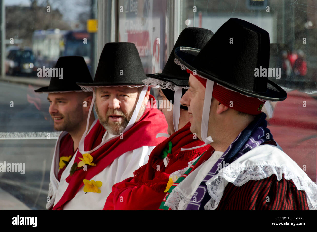 Welsh rugby fans in the centre of Edinburgh before the 6-Nations ...