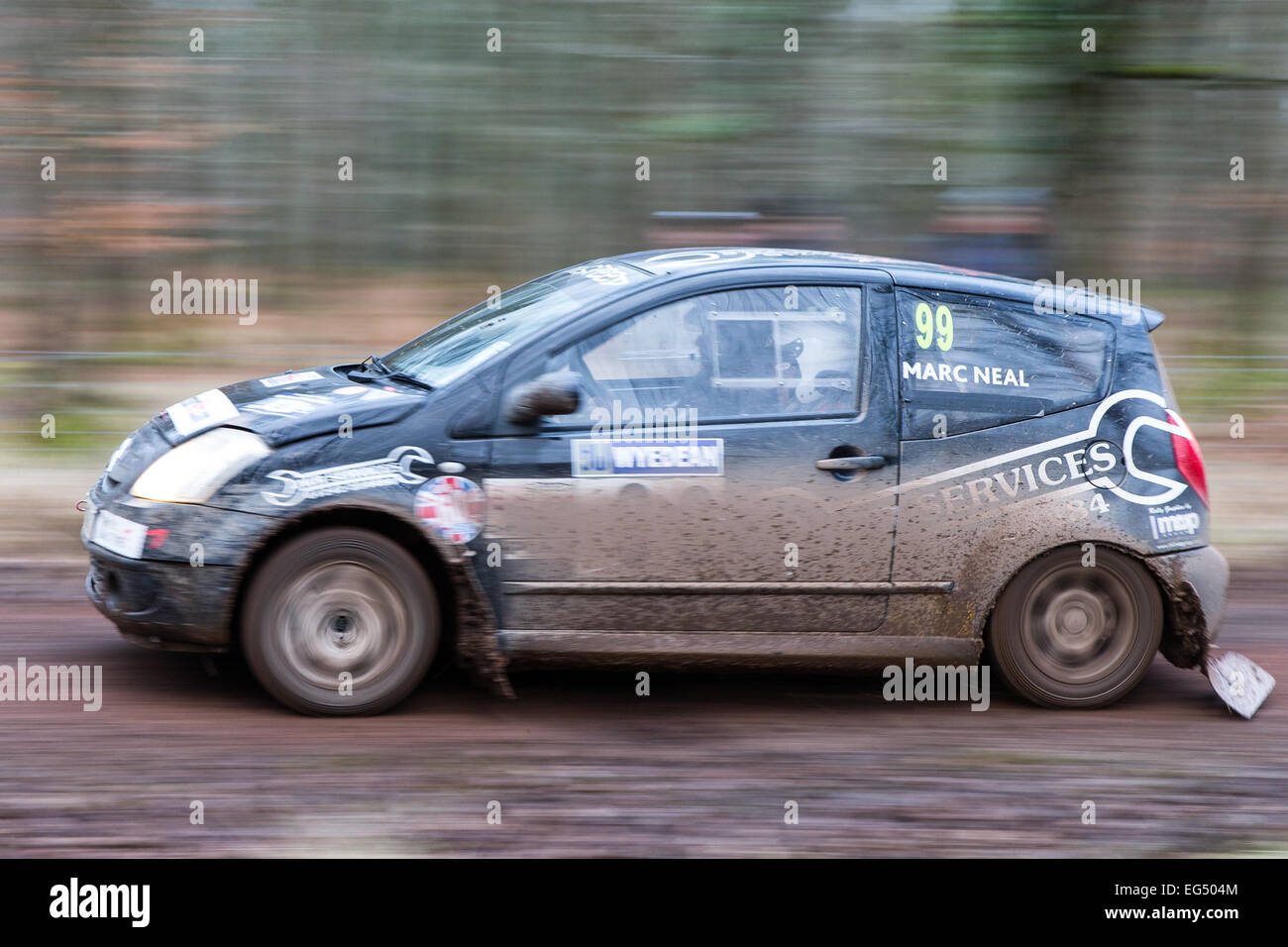 A car taking part in the 2015 Wyedean Rally Stock Photo - Alamy