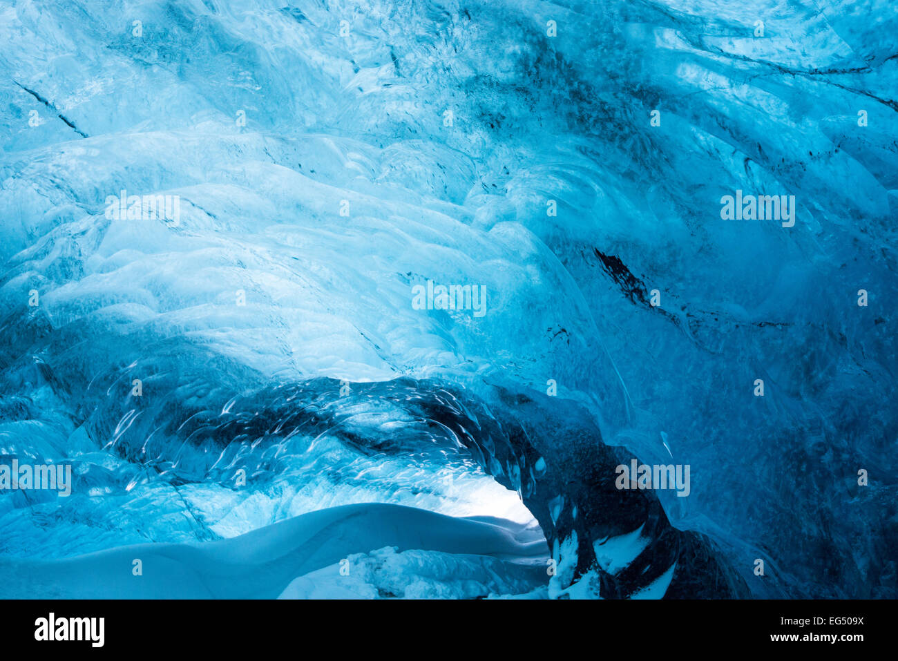 Inside a glacier ice cave in South East Iceland Stock Photo - Alamy