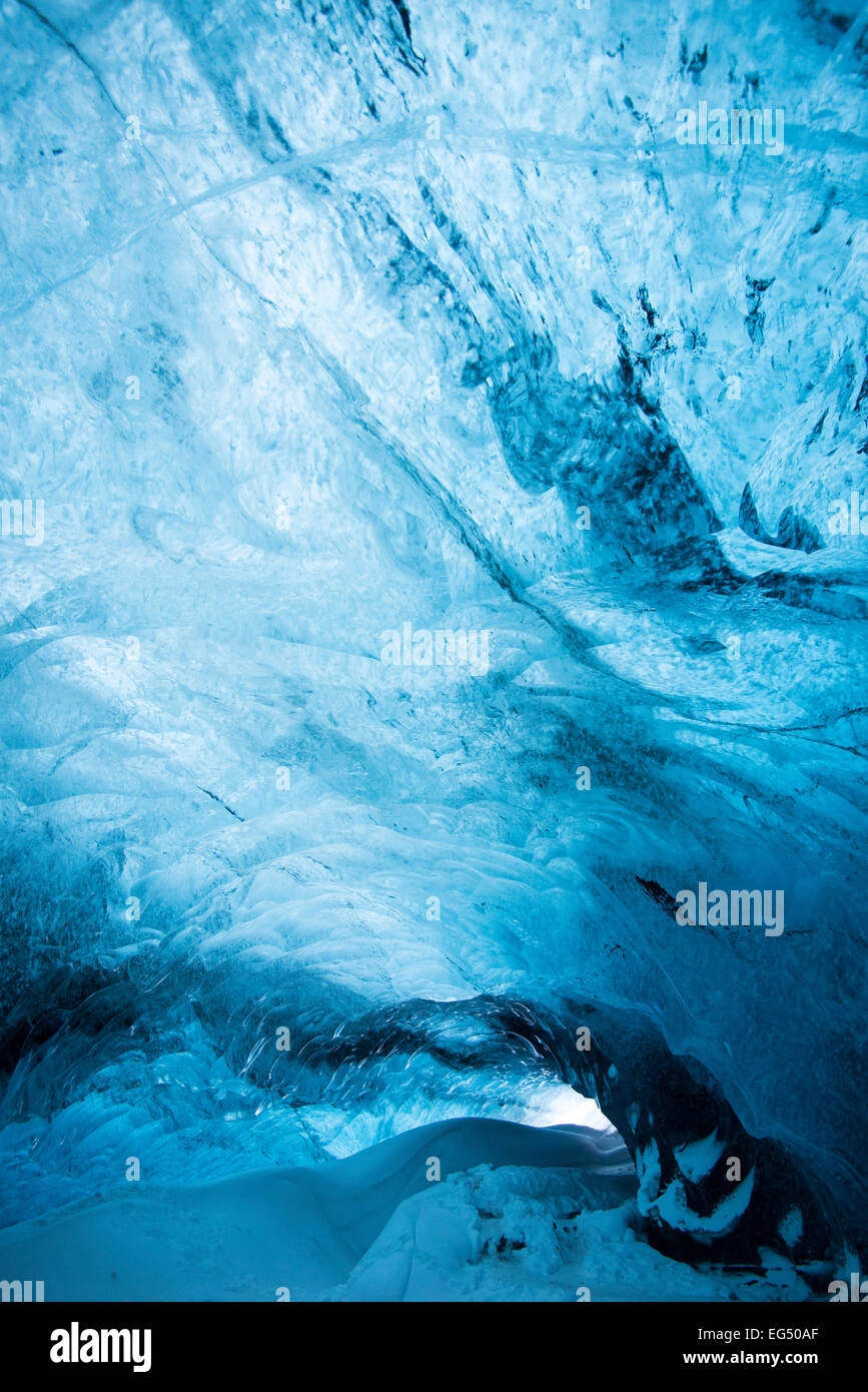 Inside a glacier ice cave in South East Iceland Stock Photo - Alamy