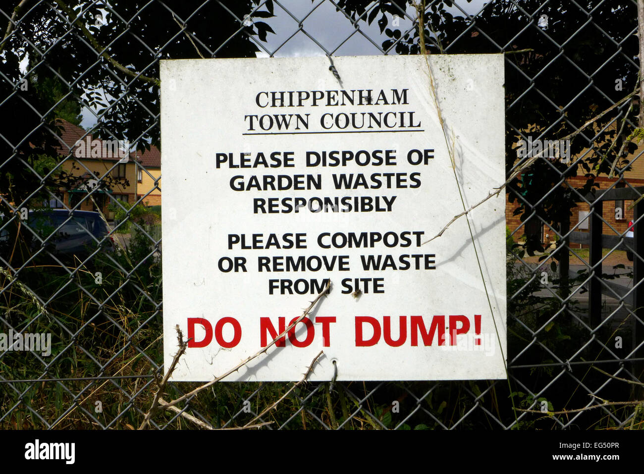 A sign on an allotment fence in Chippenham Wiltshire asking for the ...