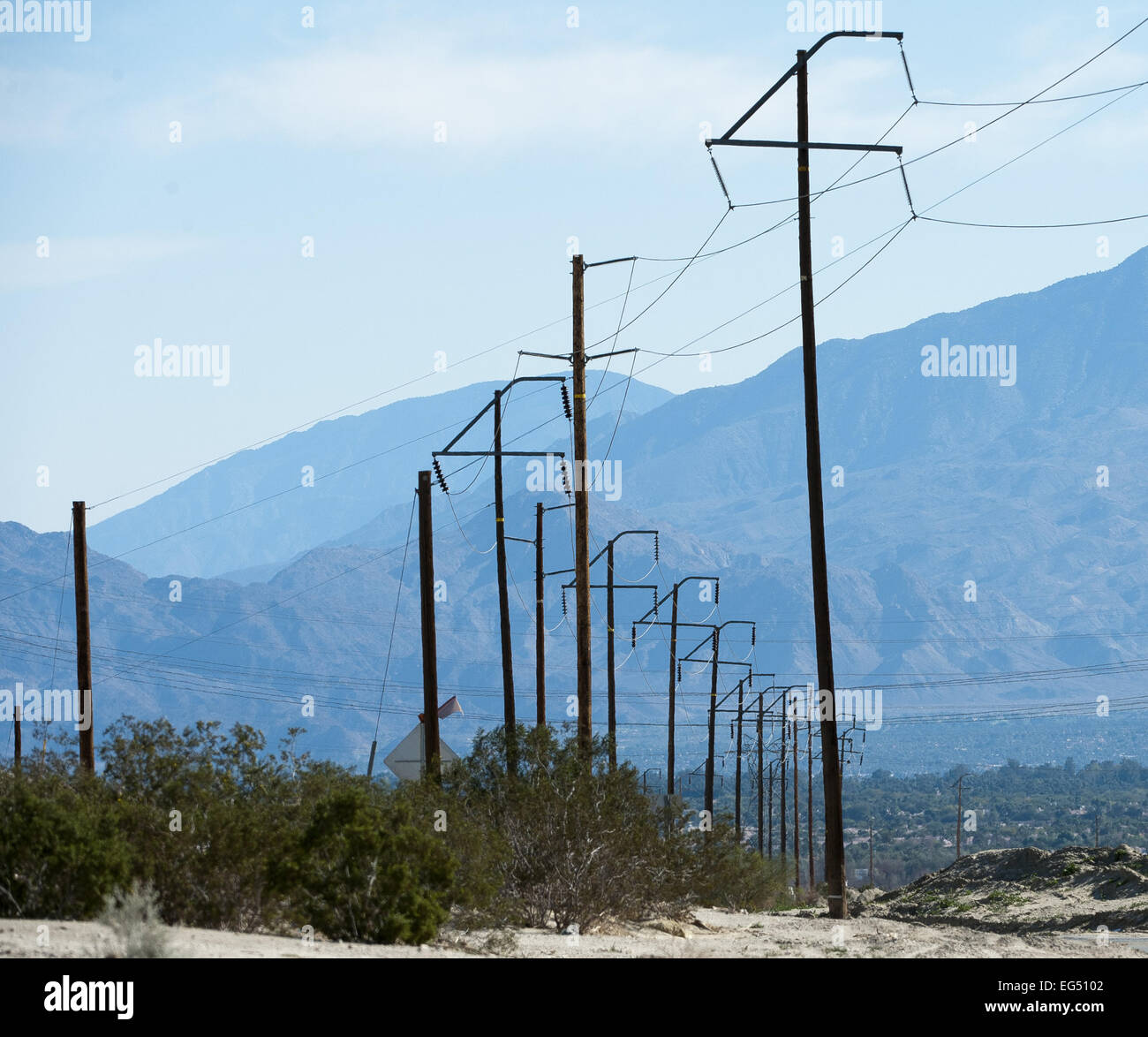 Palm Springs, California, USA. 14th Feb, 2015. Power line ...