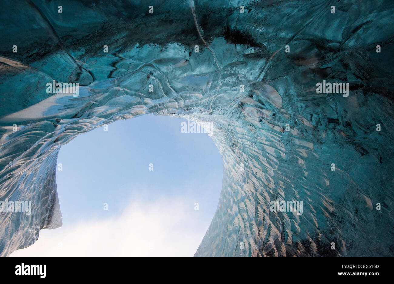 Inside a glacier ice cave in South East Iceland Stock Photo - Alamy