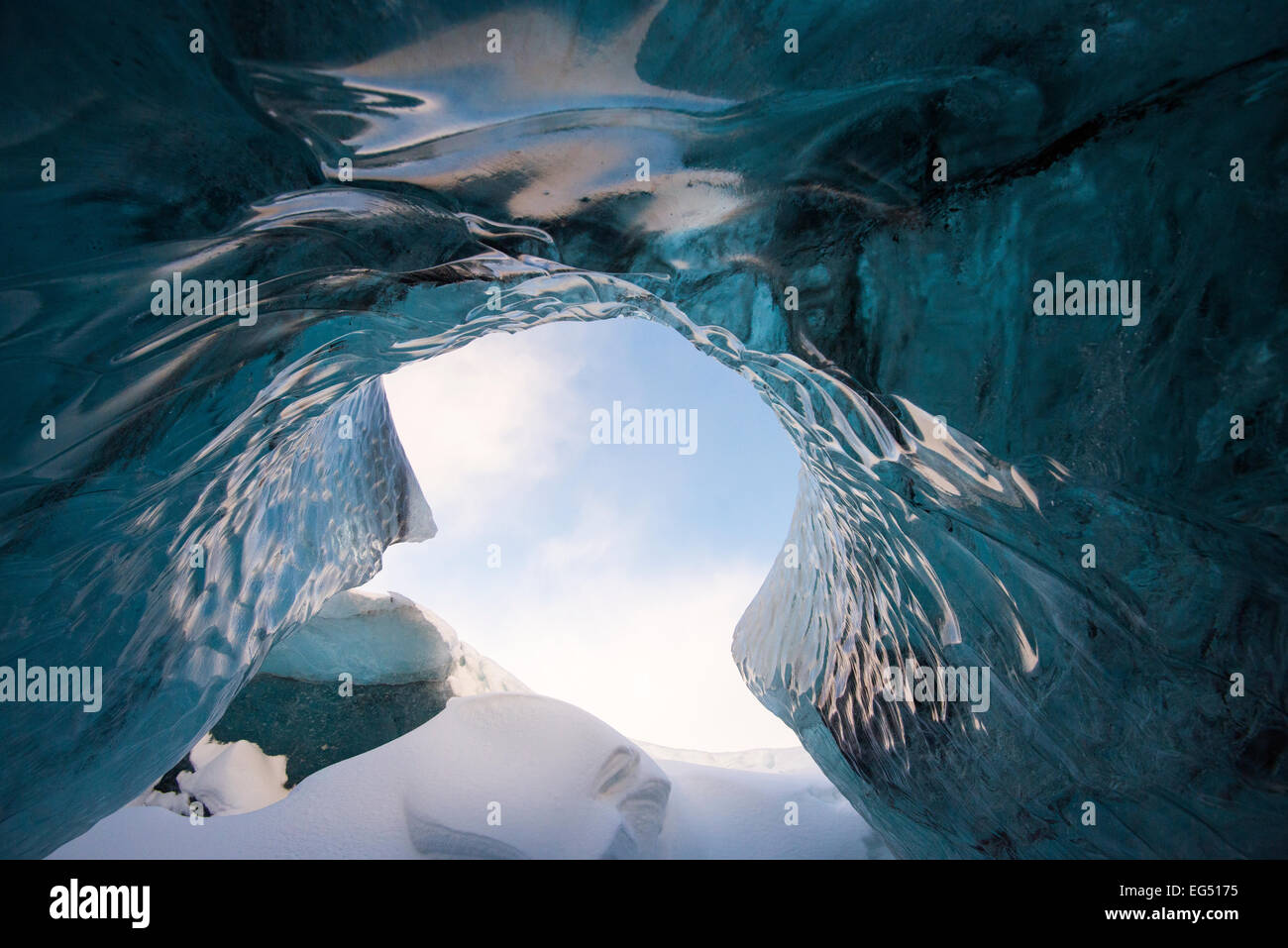 Inside a glacier ice cave in South East Iceland Stock Photo - Alamy