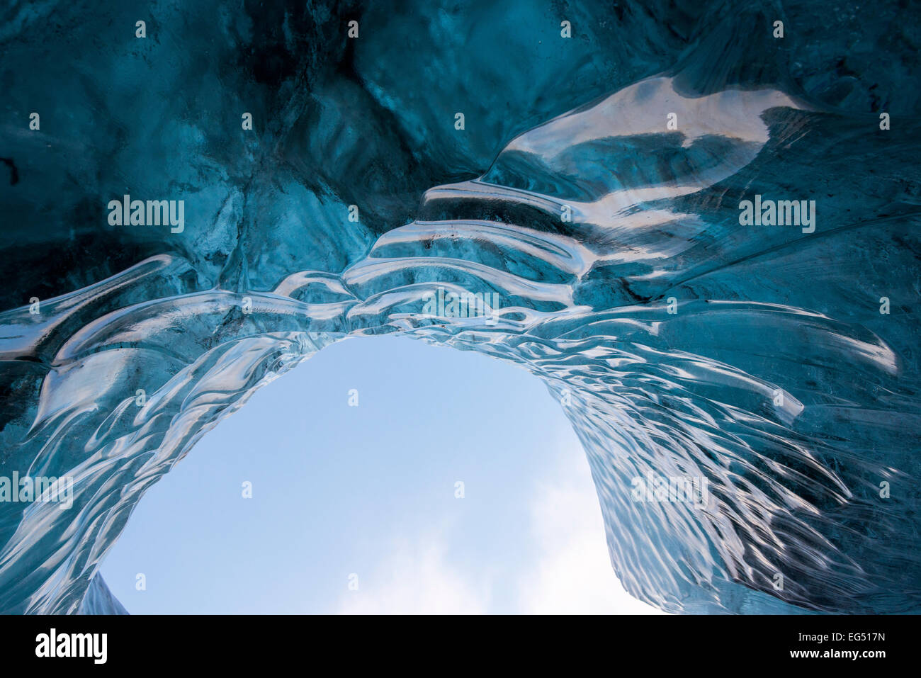 Inside a glacier ice cave in South East Iceland Stock Photo - Alamy