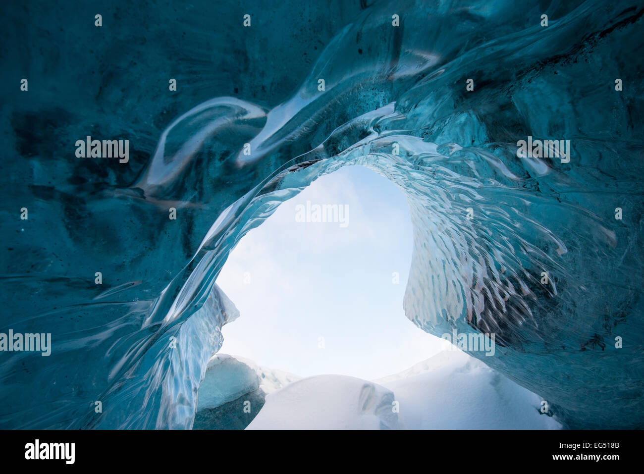 Inside a glacier ice cave in South East Iceland Stock Photo - Alamy