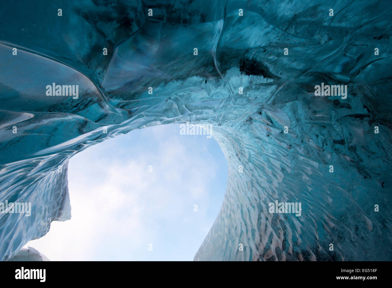 Inside a glacier ice cave in South East Iceland Stock Photo - Alamy