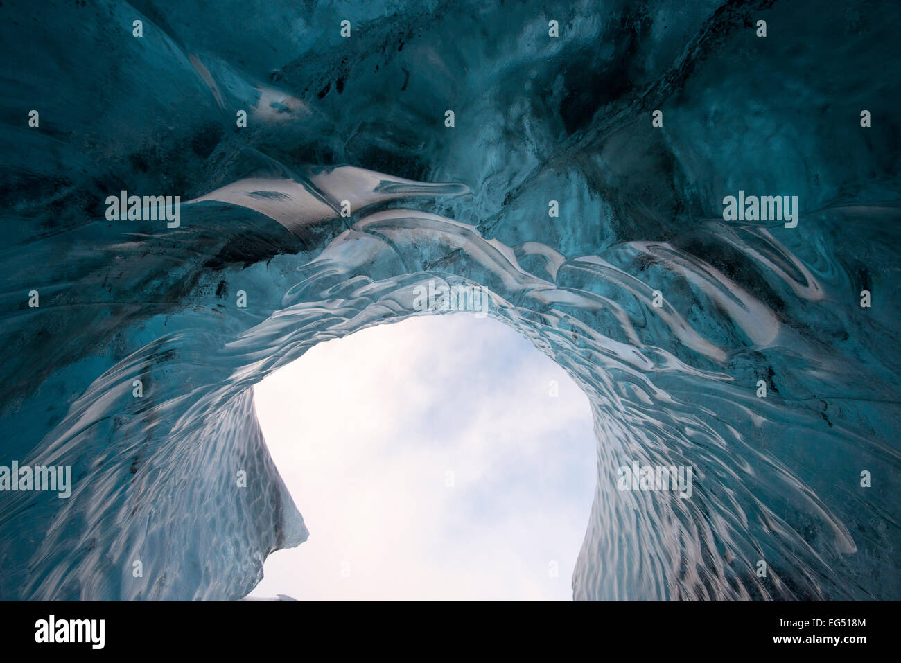 Inside a glacier ice cave in South East Iceland Stock Photo - Alamy