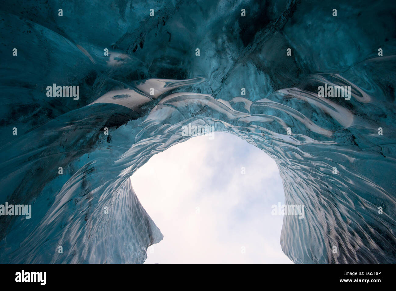 Inside a glacier ice cave in South East Iceland Stock Photo - Alamy
