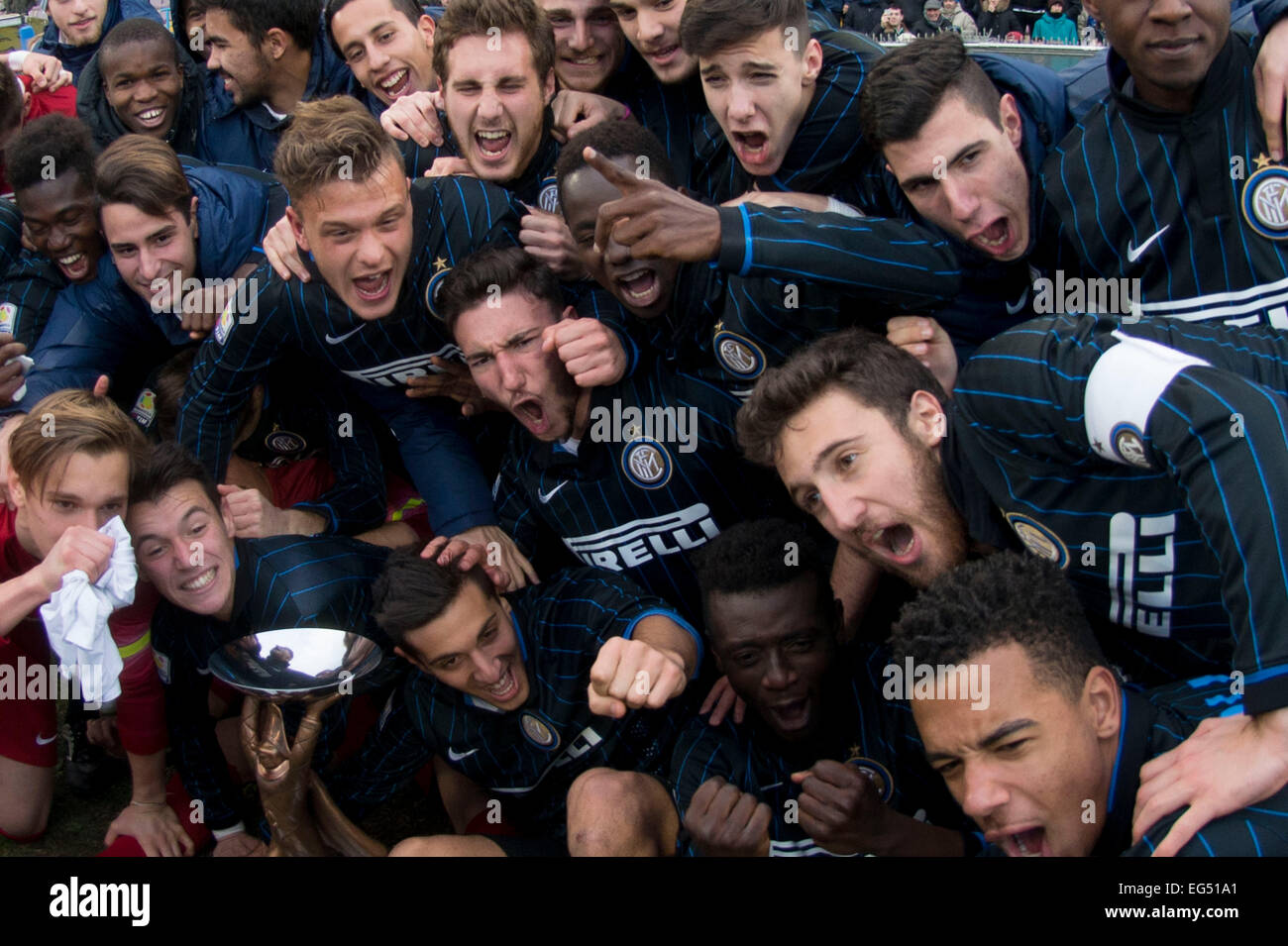 Pisa, Italy. 16th Feb, 2015. Inter team group Football/Soccer : Players ...