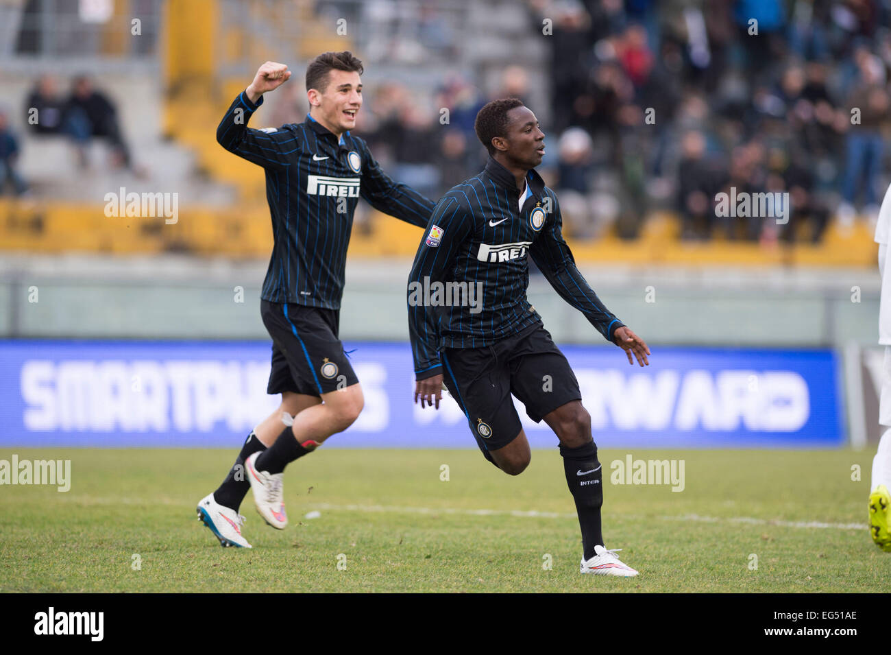 Pisa, Italy. 16th Feb, 2015. Bright Gyamfi (Inter) Football/Soccer ...