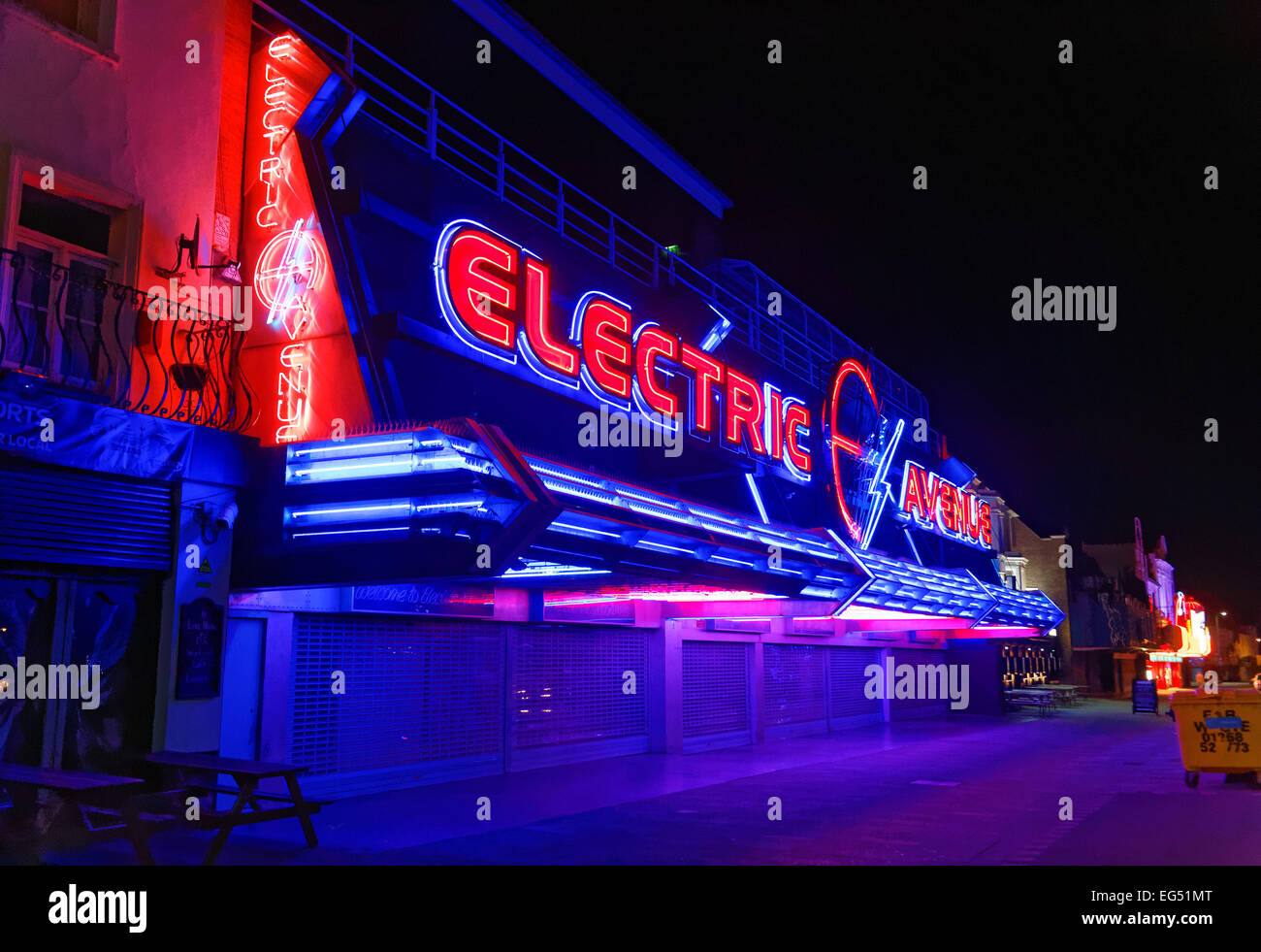 Southend seafront showing the amusement arcades late at night when its ...