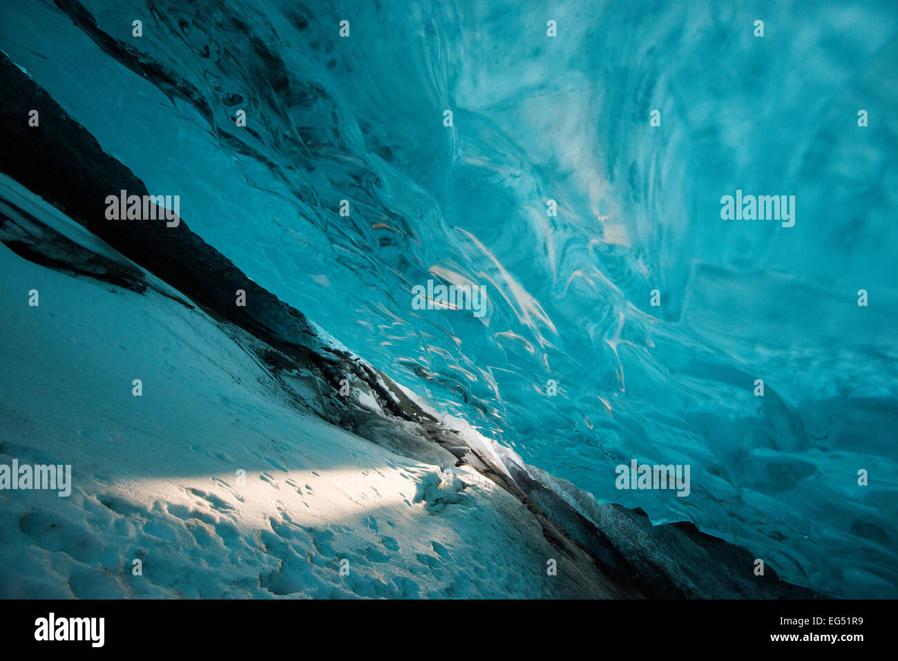 Inside a glacier ice cave in South East Iceland Stock Photo - Alamy